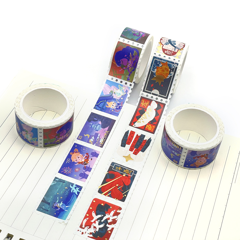 China Custom Print Paper Tape Waterproof Japanese cute Stamp roll Washi ...